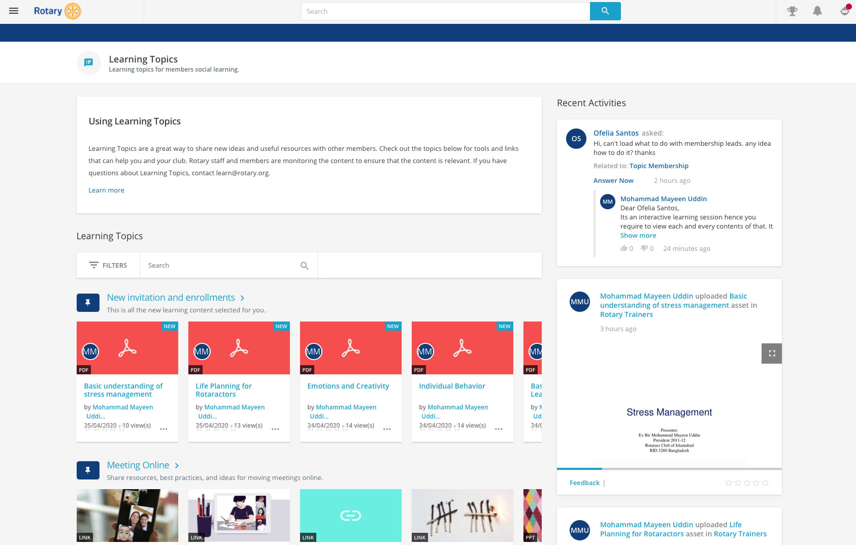 My Rotary: Learning topics | MyLearning